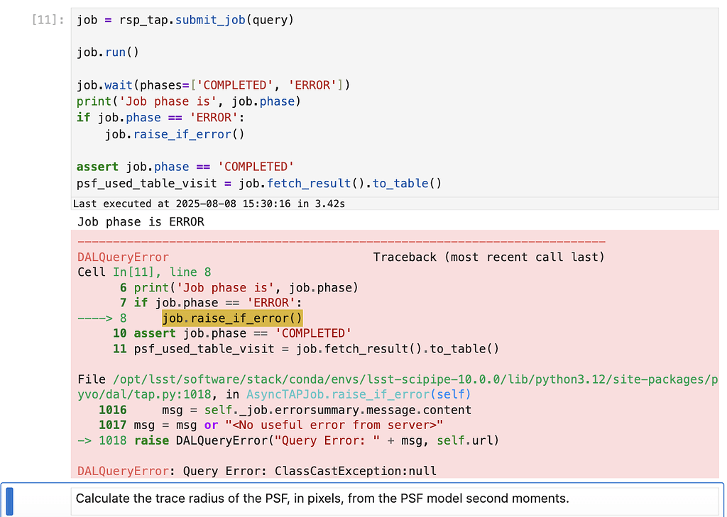 DALQueryError: Query Error: ClassCastException:null on tutorial 304.1 - Support - Rubin ...