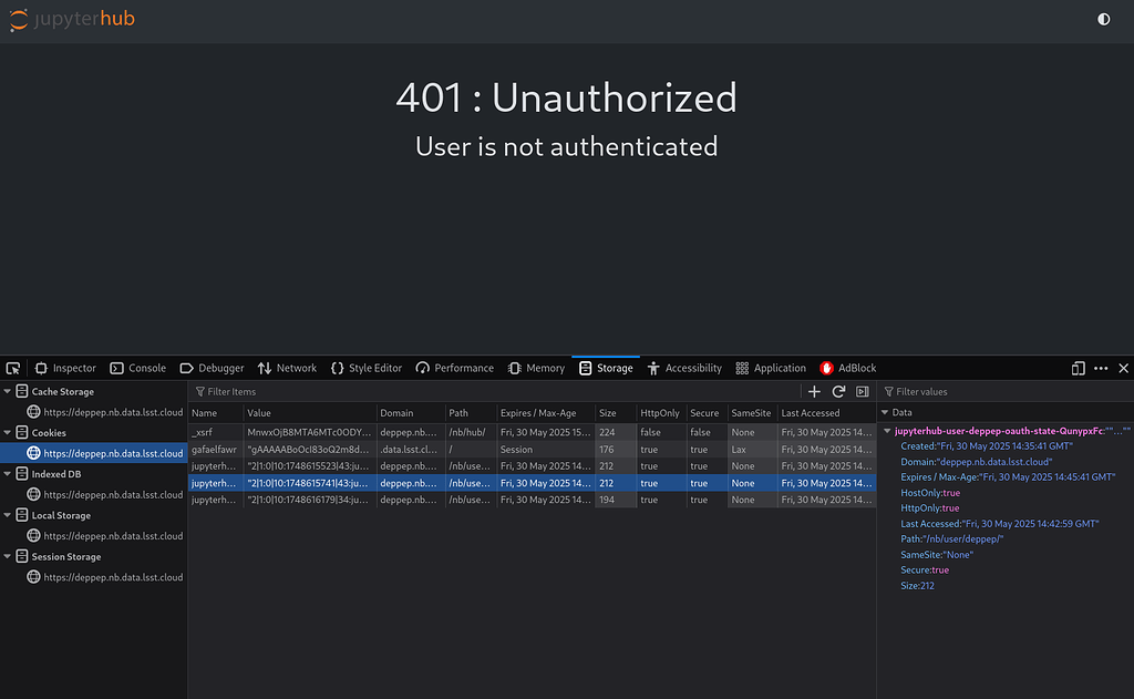 RSP jupyter notebook raises 401 unauthorized with ORCID OAuth - Support - Rubin Observatory LSST ...